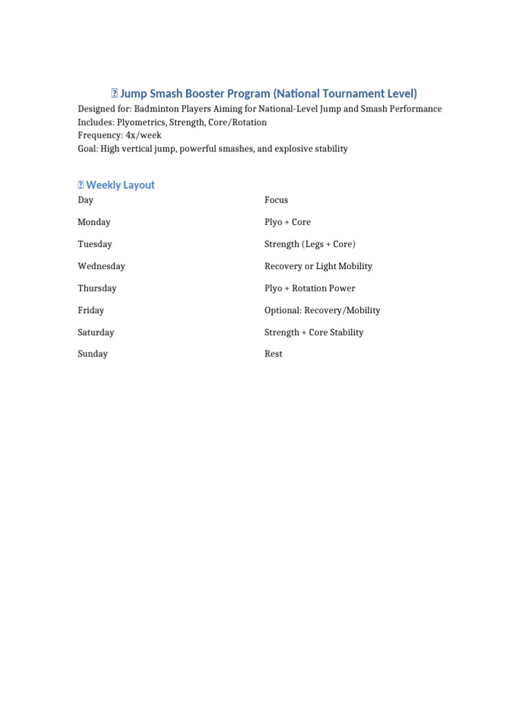 Jump Smash Program | PDF