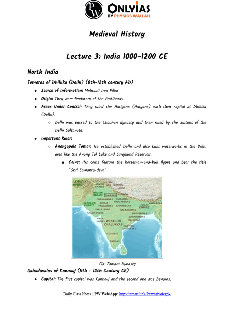 India 1000 - 1200 CE 03 - Daily Class Notes | PDF
