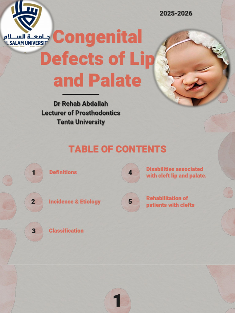 Congenital Defects of Lip and Palate 2025-2026 | PDF | Medical ...