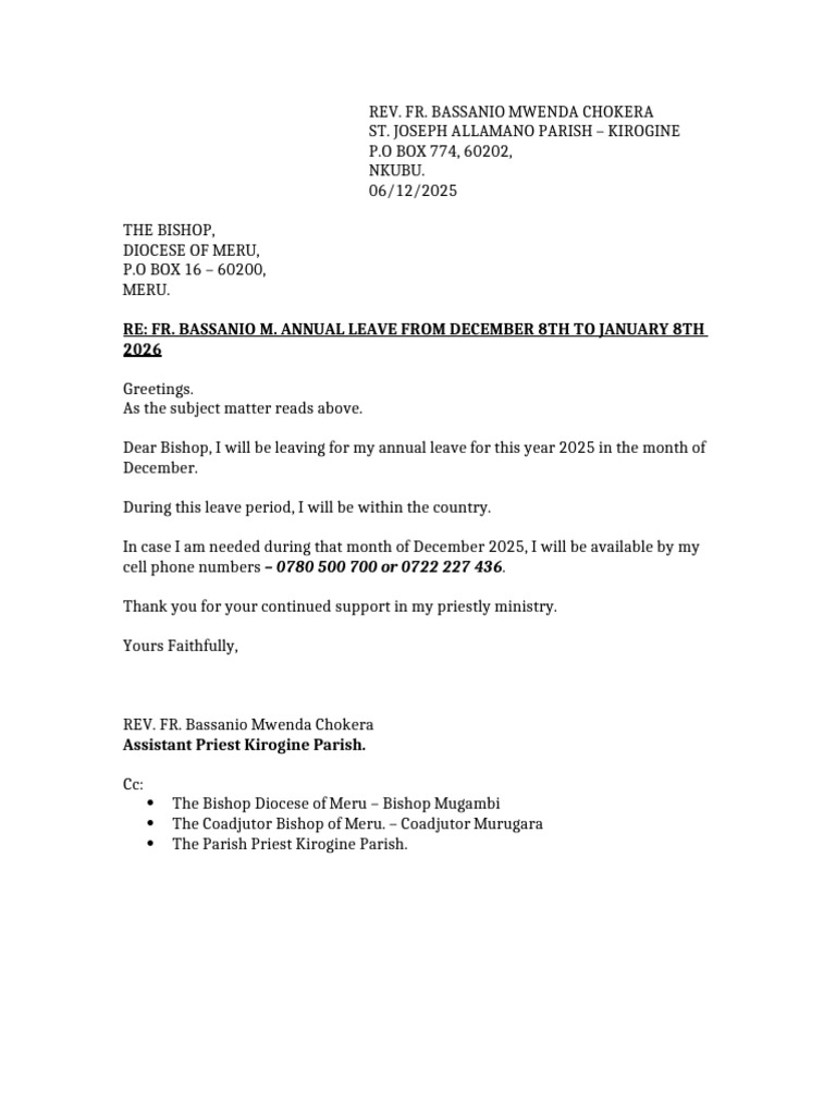 Annual Leave Letter | PDF