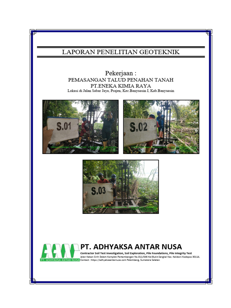 Pekerjaan Pemasangan Talud Penahan Tanah PT - Eneka Kimia Raya - JL ...