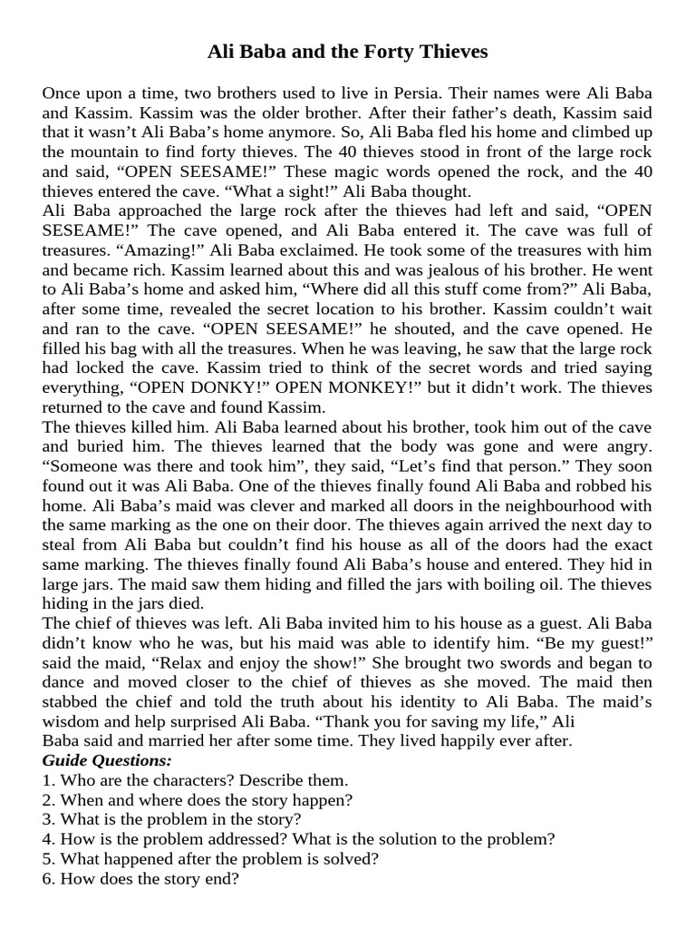 Ali Baba and The Forty Thieves | PDF