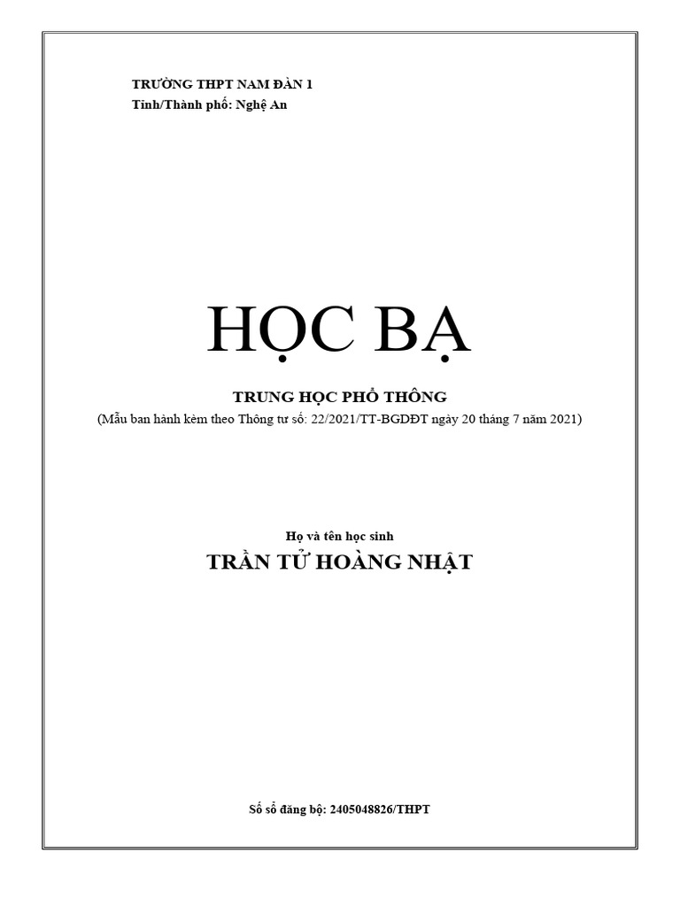 10a2.35.tran Tu Hoang Nhat.2405048826 | PDF