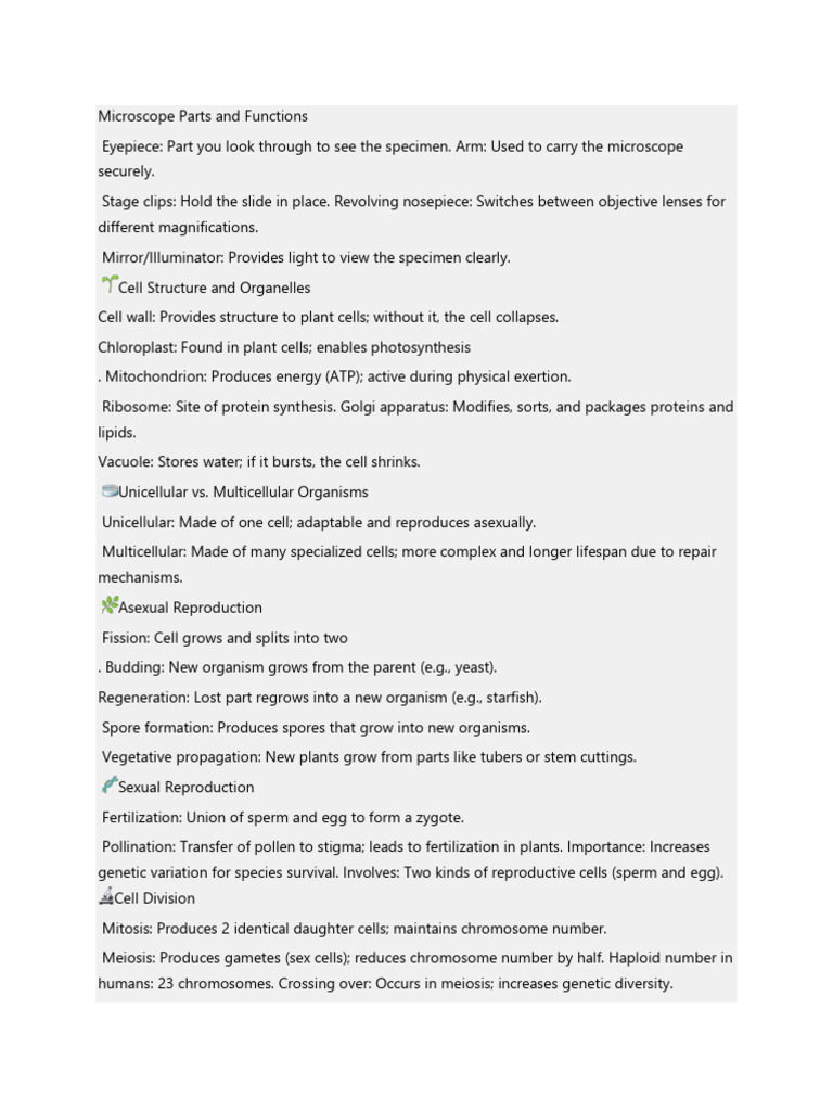 Microscope and Cell Biology Overview | PDF