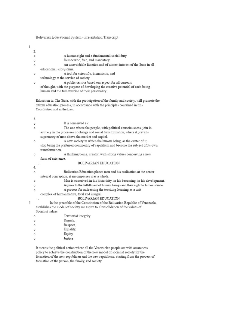 Bolivarian Educational System | PDF | Information | Intellectual Disability
