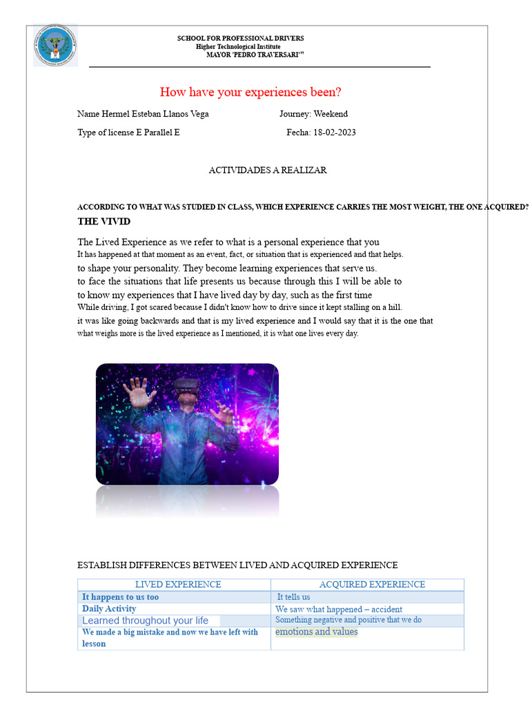 How Have Your Experiences Been? | PDF | Experience | Fear