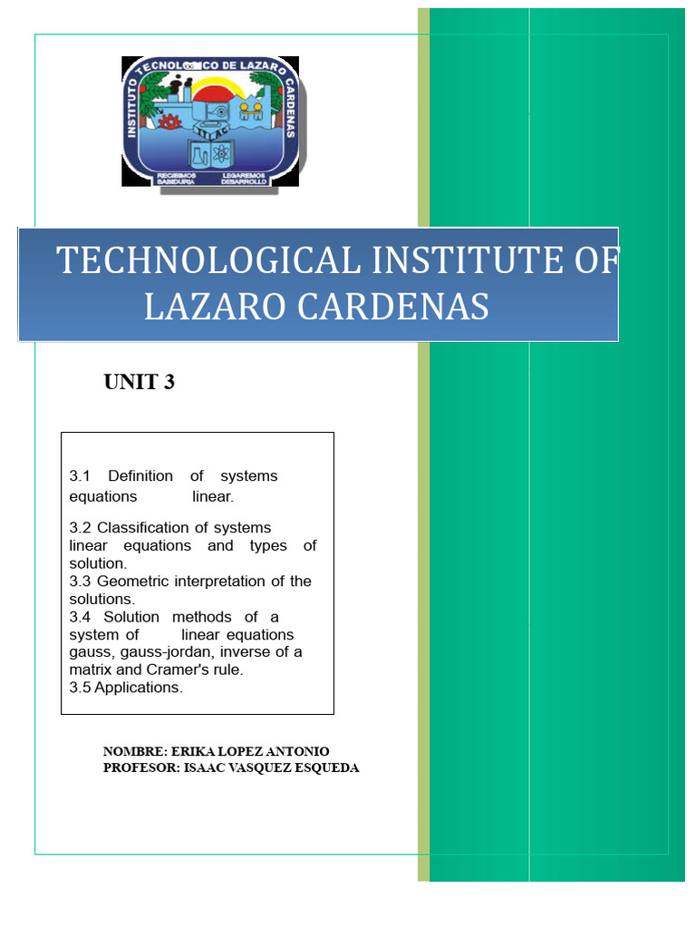 Unit 3 Systems of Equations | PDF | Algebra | Mathematics