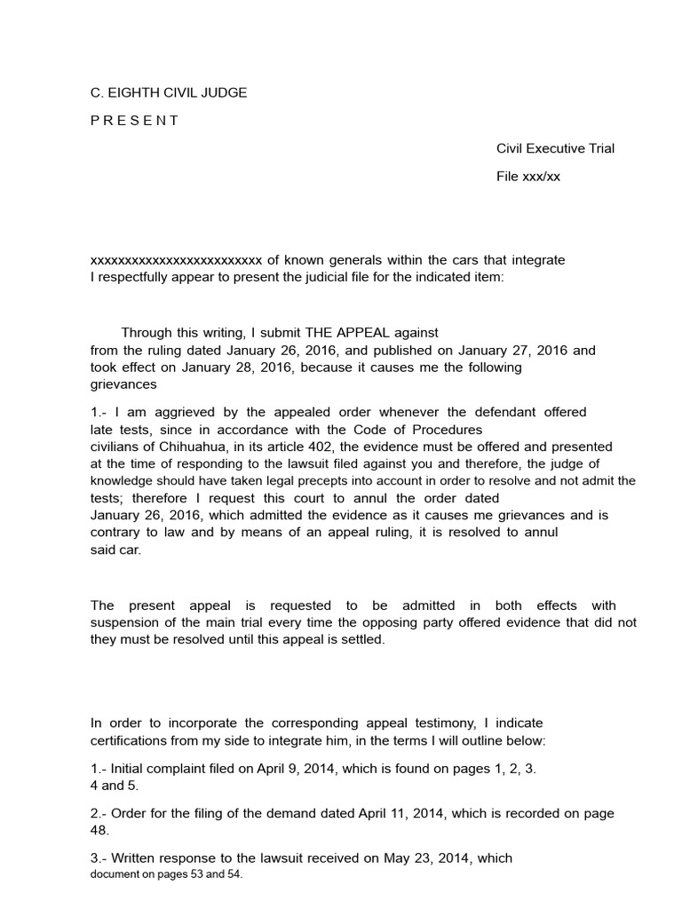 Appeal Letter For The Admission of Late Evidence | PDF | Appeal | Trials