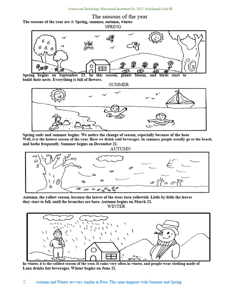 The Seasons For First Grade | PDF