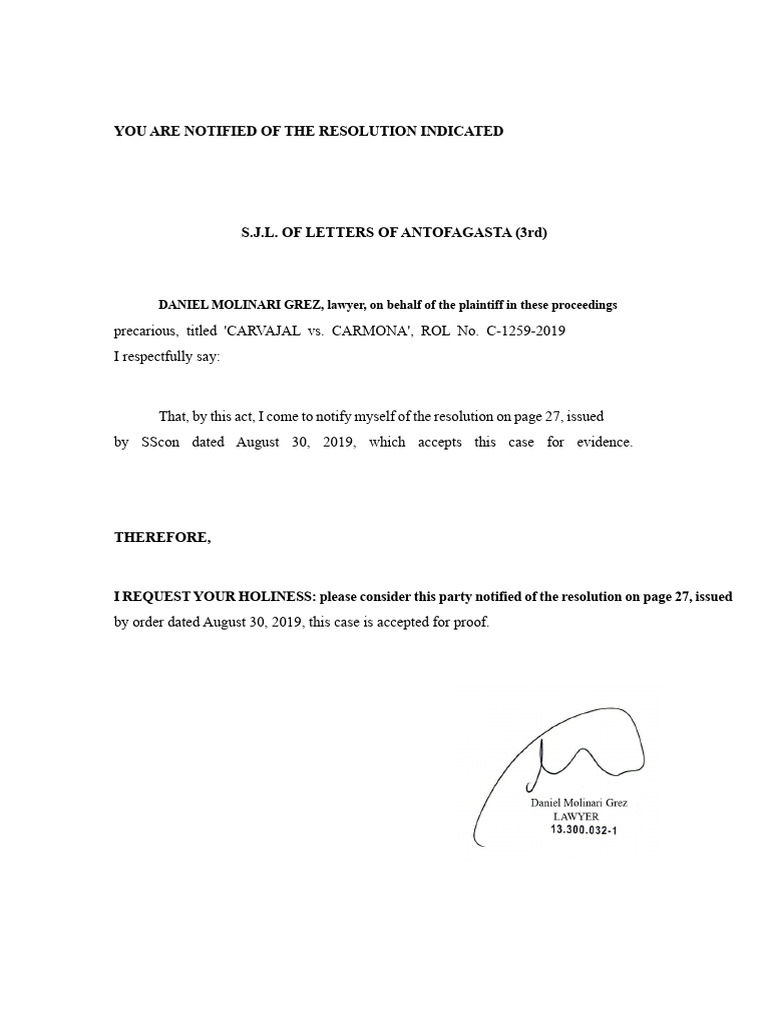 You Are Hereby Notified of The Resolution Indicated. | PDF