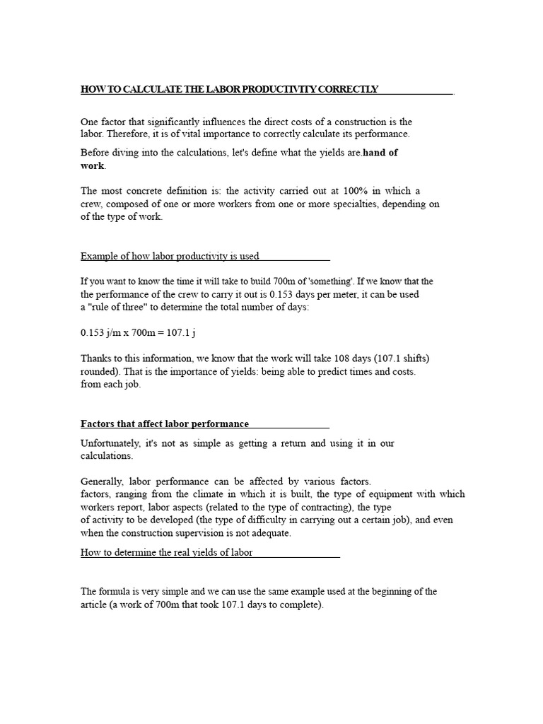 How To Calculate Labor Productivity Correctly | PDF | Labour Economics