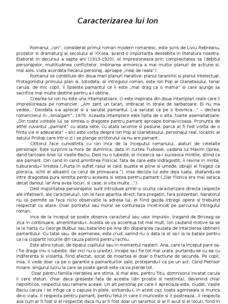 Caracterizare Ion | PDF