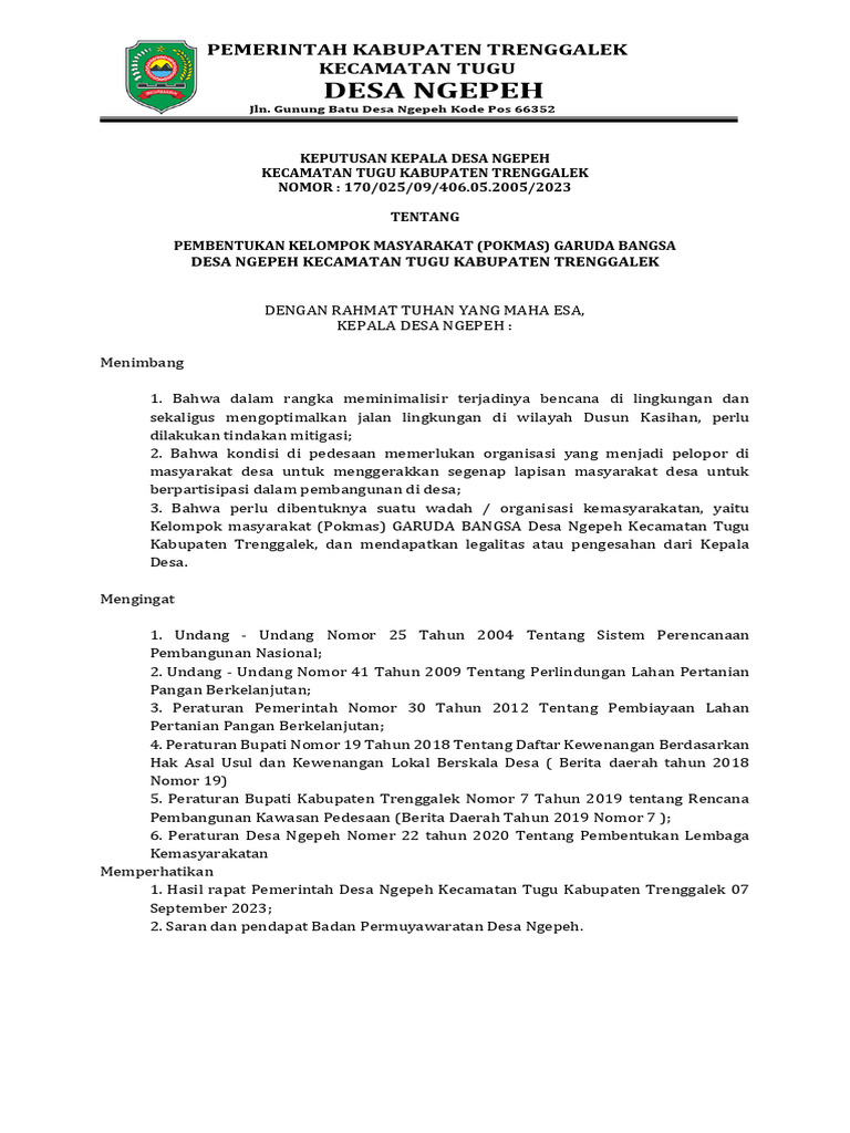 Pembentukan Pokmas Garuda Bangsa Ngepeh | PDF