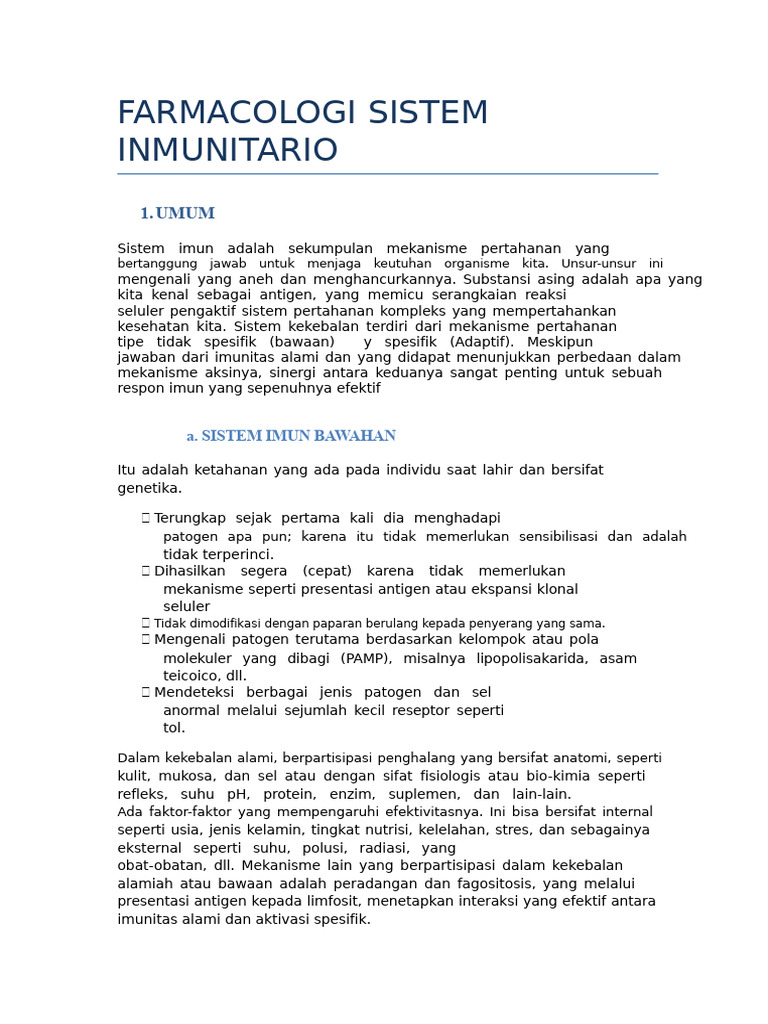 Farmakologi Sistem Imun: Imunitas Bawaan dan Adaptif | PDF