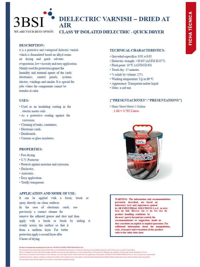 Air Drying Dielectric Varnish 3BSI | PDF | Varnish | Materials
