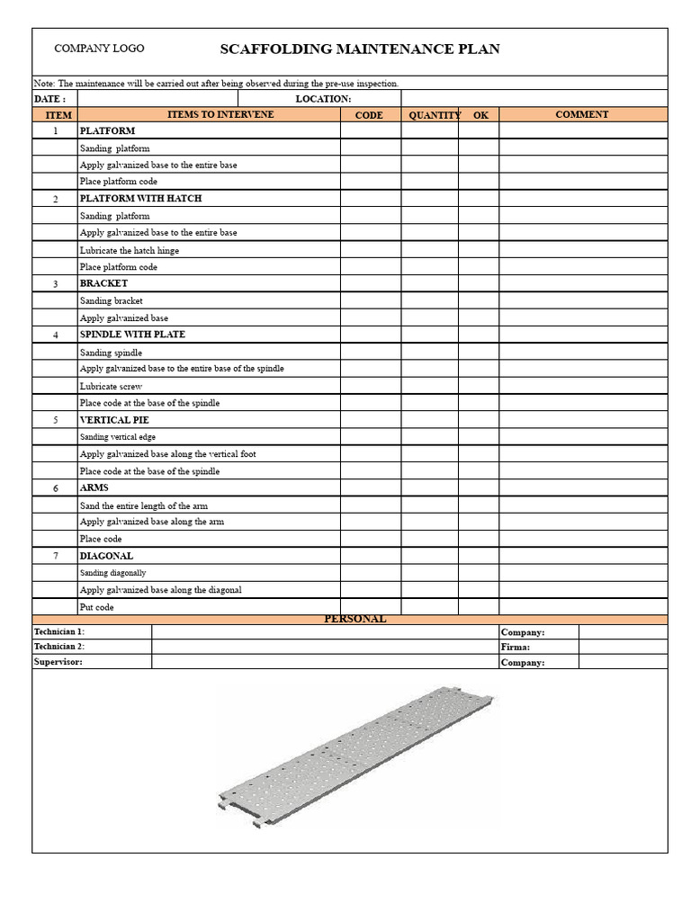 Scaffolding Maintenance Checklist | PDF