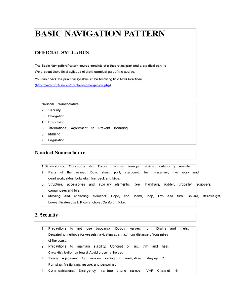 BASIC NAVIGATION PATTERN - Curriculum | PDF | Anchor | Ships