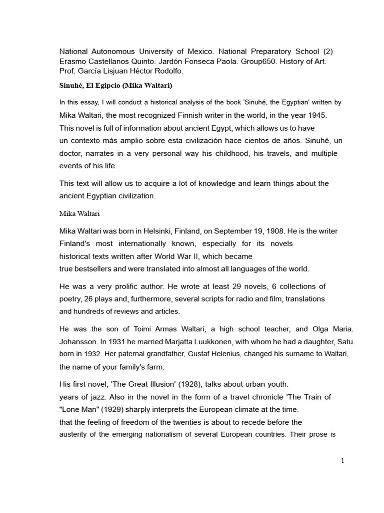 Sinuhe, The Egyptian (Summary) | PDF | Akhenaten | Eighteenth Dynasty ...