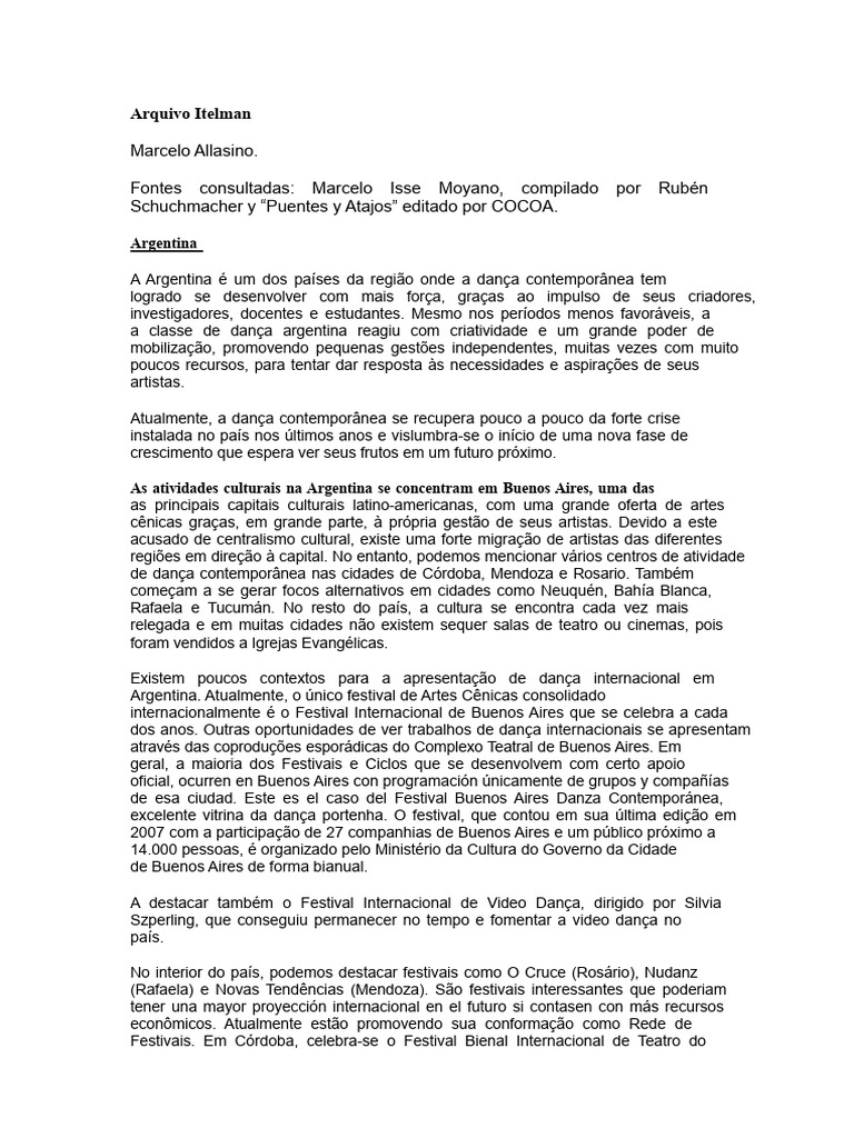 Arquivo Itelman - História da Dança | PDF | Argentina | Buenos Aires