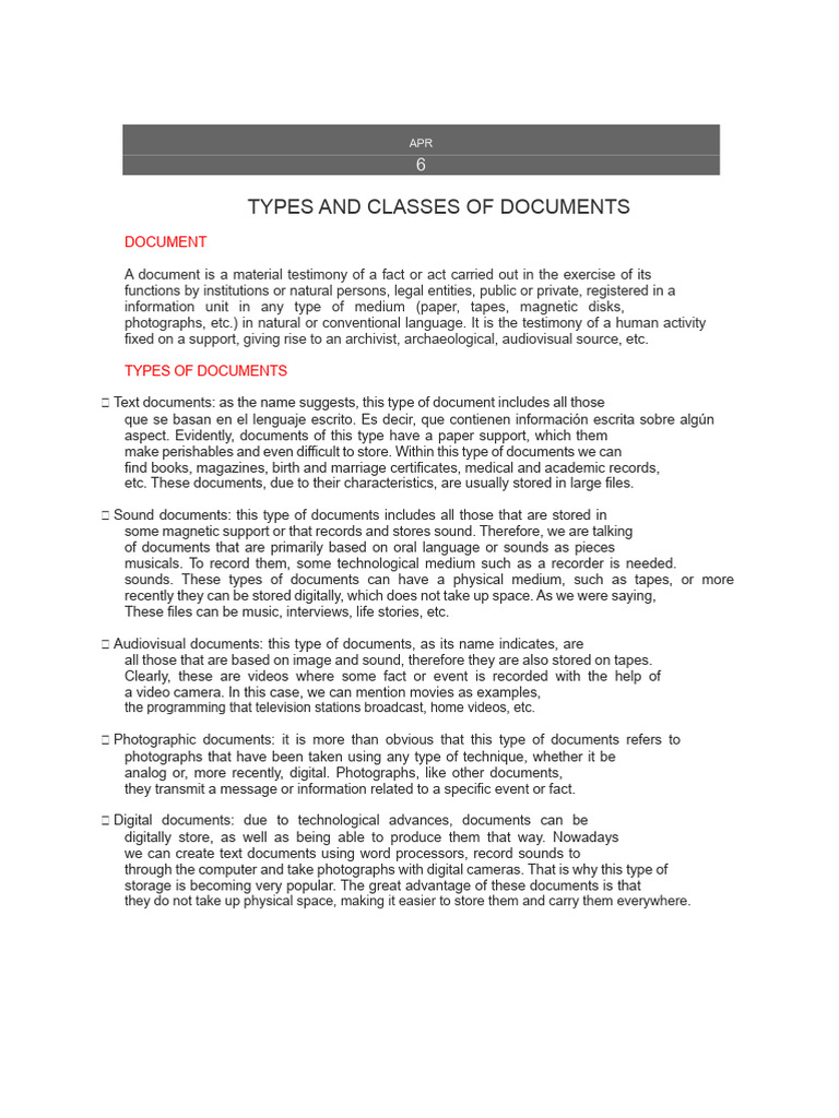 Types and Classes of Documents | PDF | Document | Video
