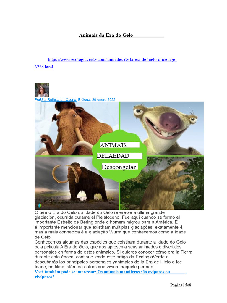 Animais da Era do Gelo: Espécies e Curiosidades | PDF | Leão | Cavalos
