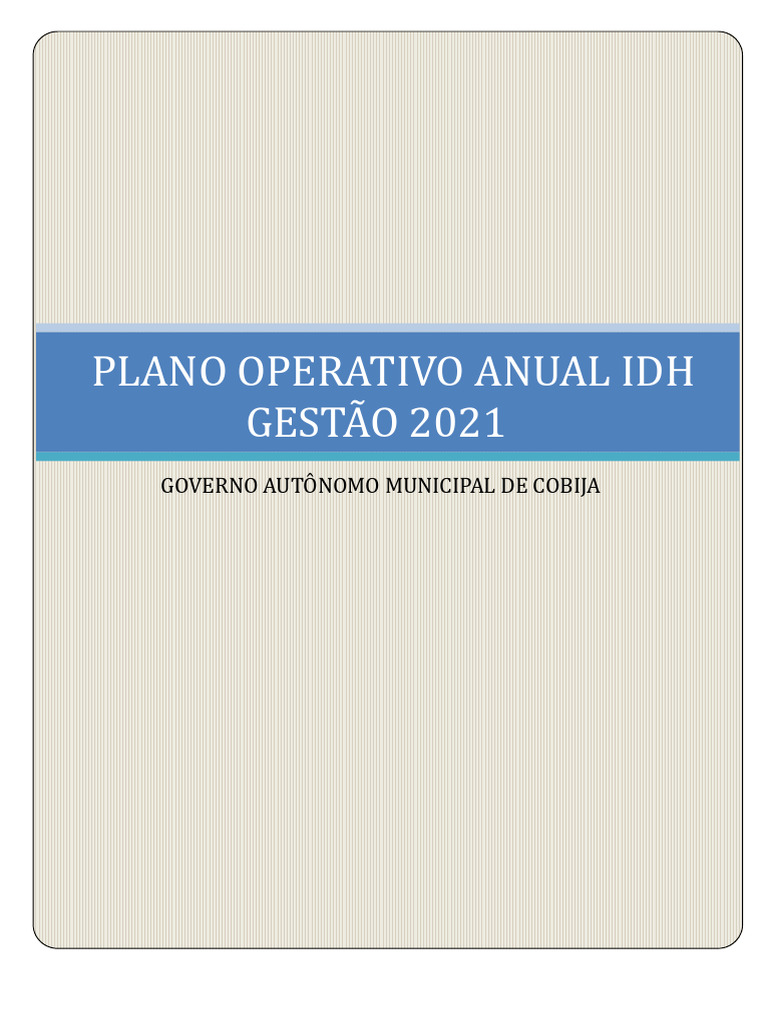 Plano Anual de Investimentos IDH 2021 | PDF | Impostos | Bolívia