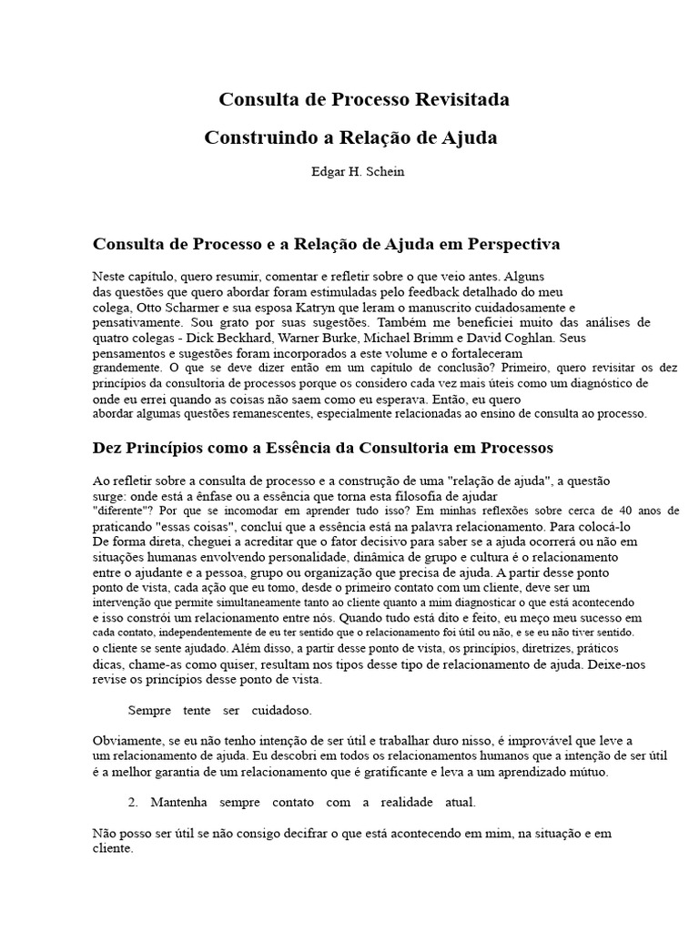 Edgar Schein - Consultoria de Processo Revisitada | PDF | Experiência ...