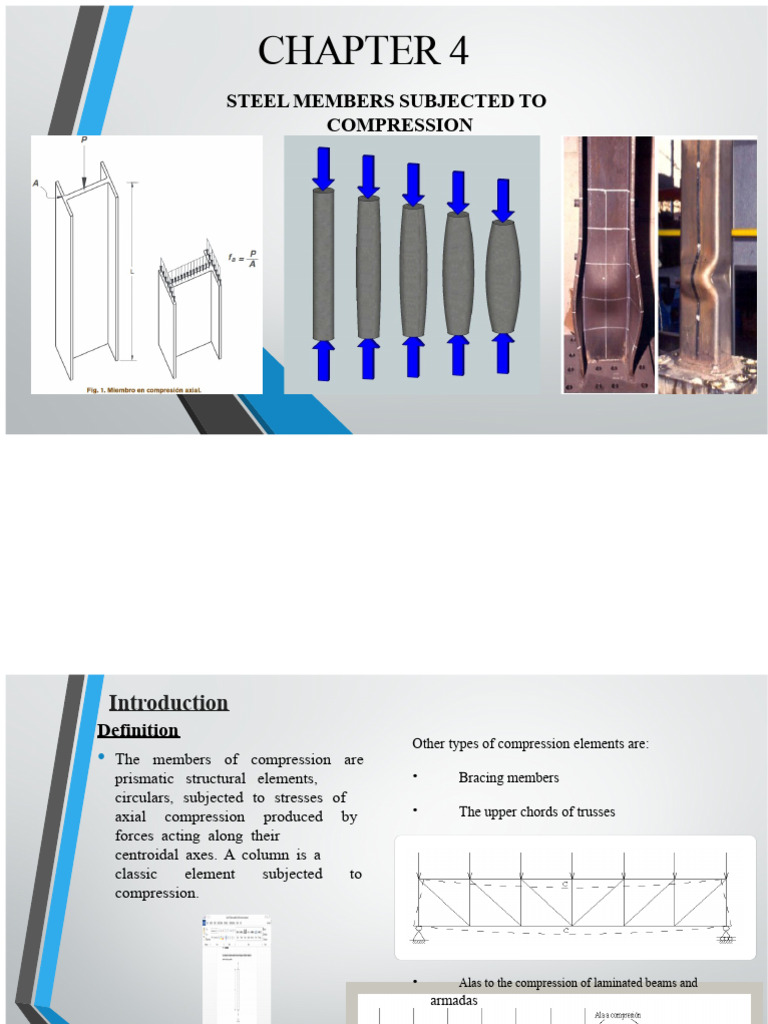 Chapter 4 Compression Members STRUCTURAL STEEL | PDF | Buckling | Bending