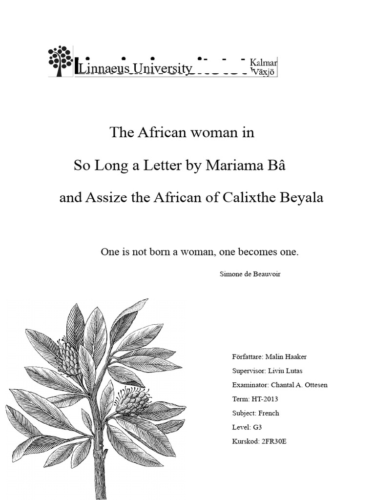 Mariama Bâ, So Long A Letter | PDF | Feminism | Gender Studies