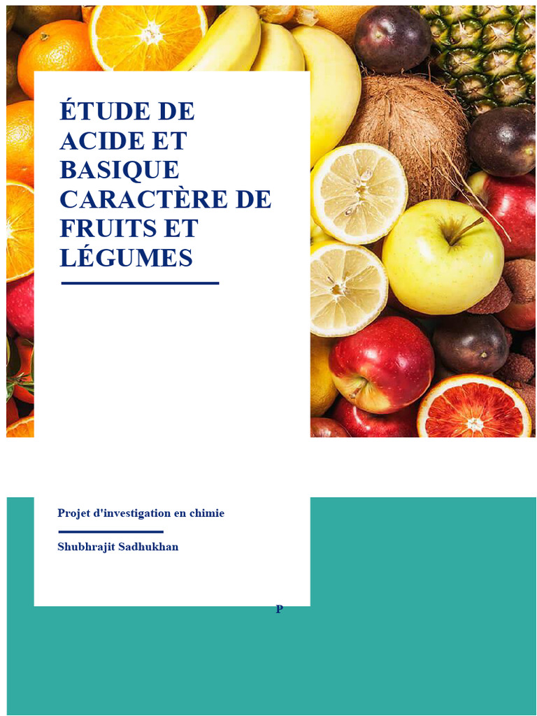 Étude Du Caractère Acide Et Basique Des Fruits Et Légumes | PDF ...