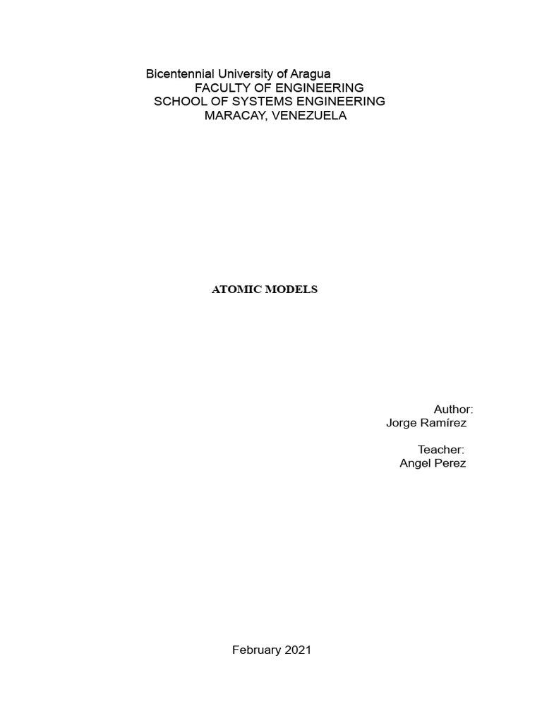 Synoptic Chart of Atomic Models | PDF | Atoms | Electron