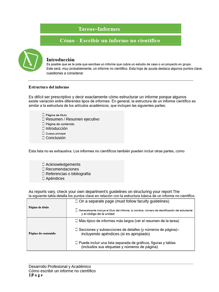 Cómo Escribir Un Informe No Científico | PDF