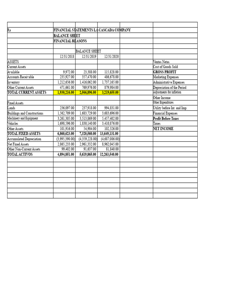 Financial Statements The Cascade FOR PRACTICE I-2024 | PDF | Expense ...