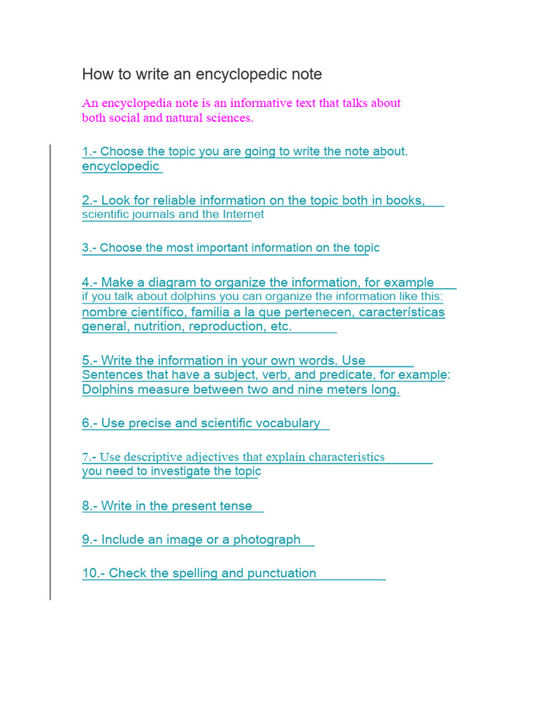 Guide to Writing Encyclopedic Notes | PDF