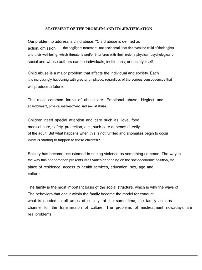 Final Problem Statement and Its Justification | PDF | Child Abuse ...