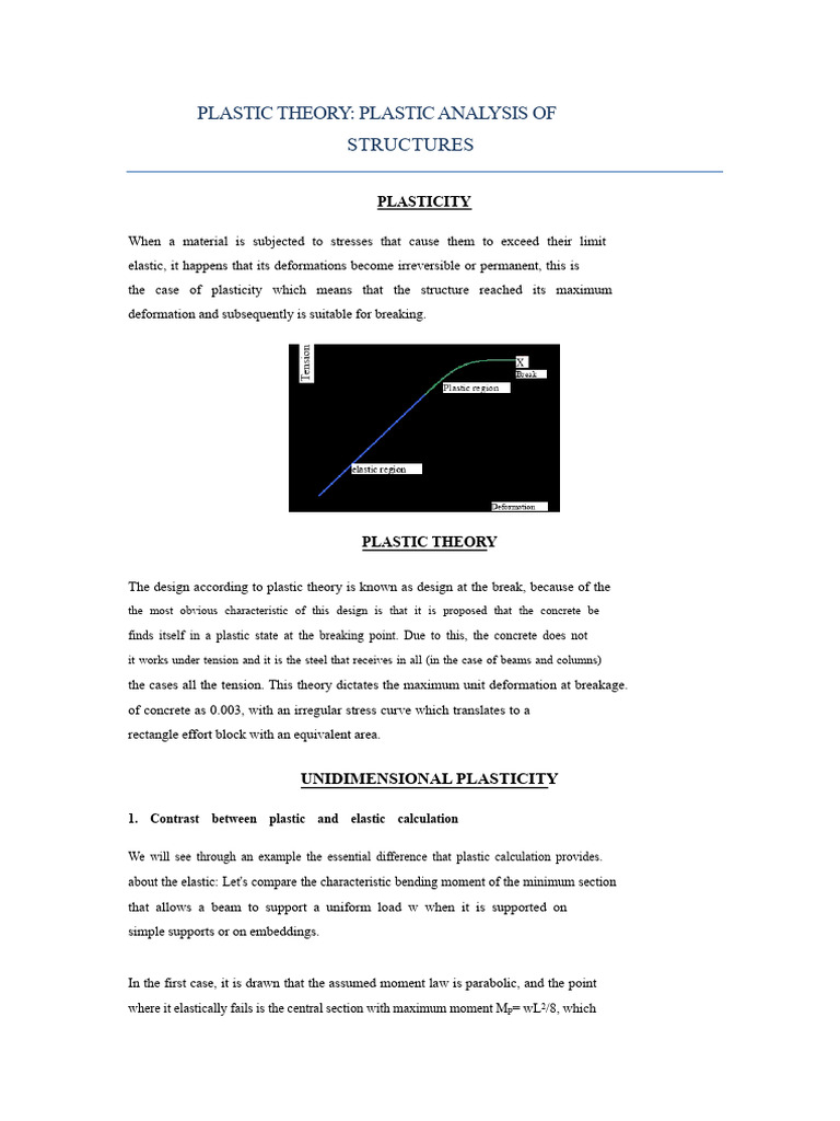 Plastic Theory in Structural Analysis | PDF | Bending | Deformation ...