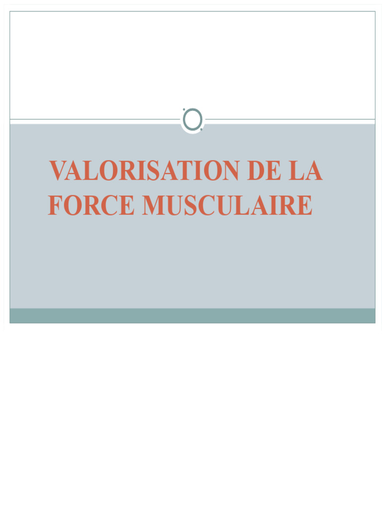 Évaluation et Entraînement de la Force Musculaire | PDF
