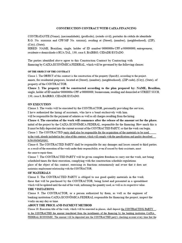 03.contract For Construction Between Builder and Client | PDF | Banks ...
