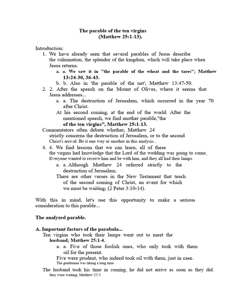 The Parable of the Ten Virgins.docx | PDF | Religious Belief And ...