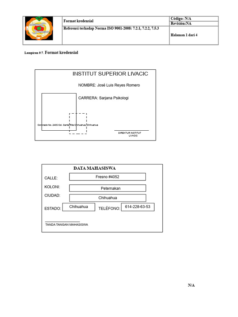 Format Kartu Identitas | PDF