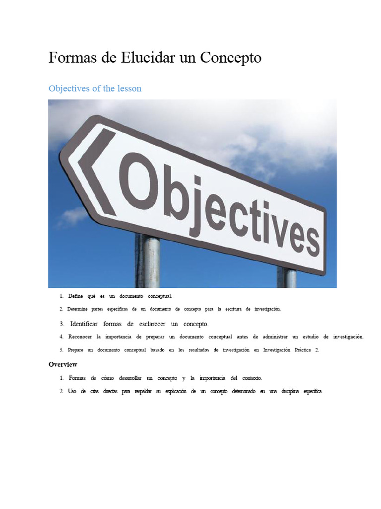 Formas de Elucidar un Concepto | PDF | Concepto | Educación en artes ...
