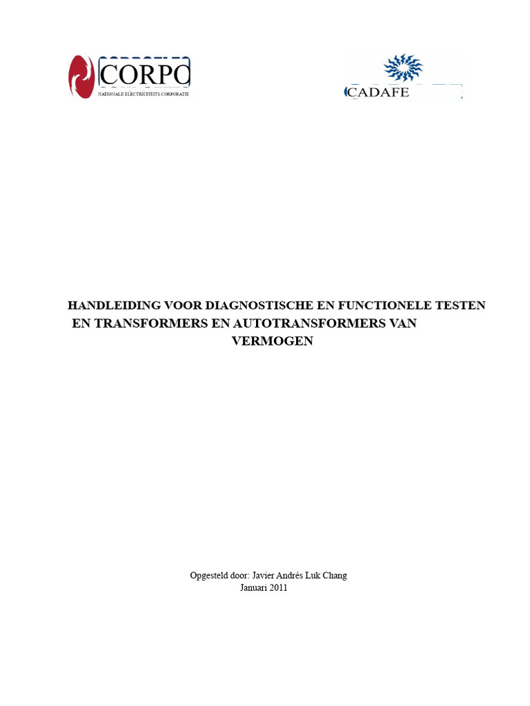 CADAFE Testhandboek VOOR TRANSFORMERS | PDF