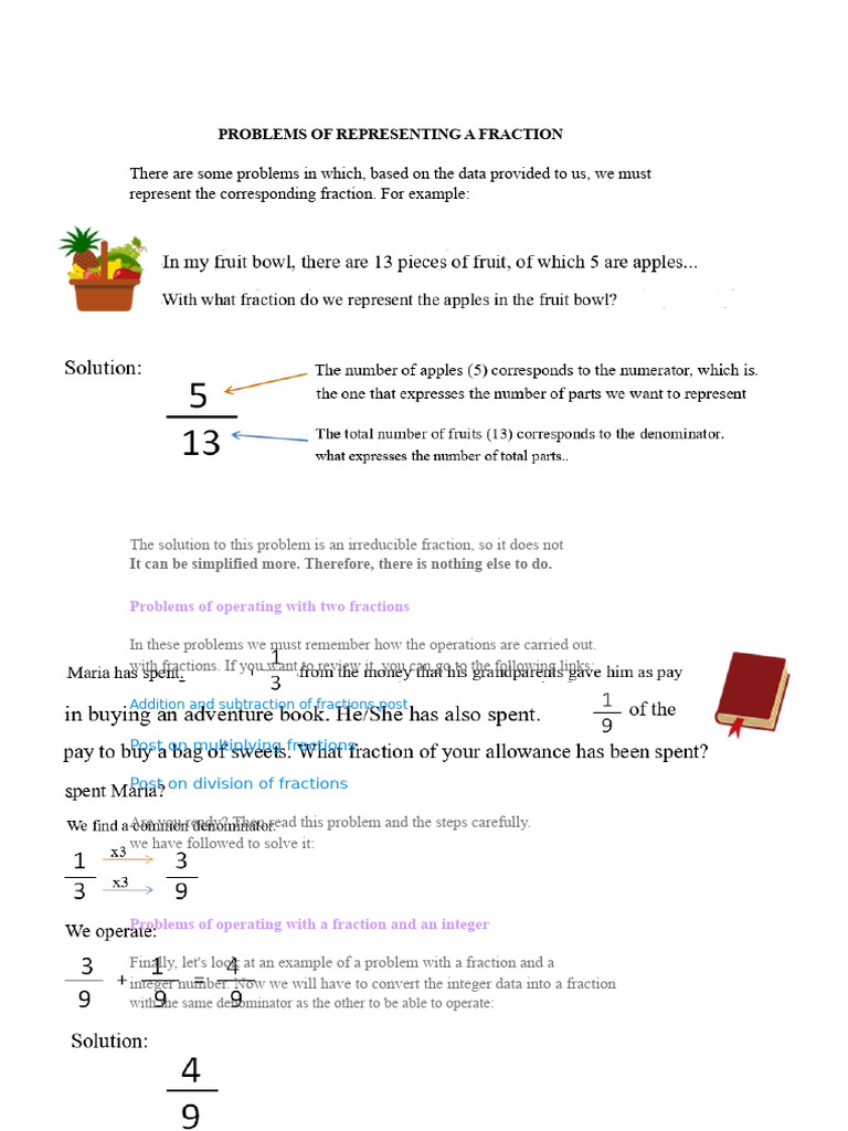Fraction Problems and Solutions Guide | PDF | Numbers | Elementary ...