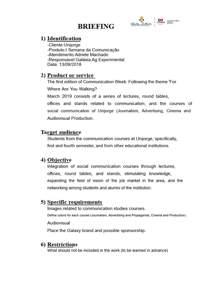 Secom UJ Definitive Briefing | PDF | Human Communication | Communication