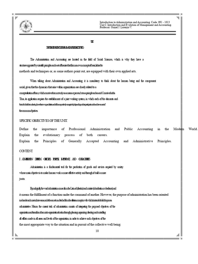 UNIT I - Introduction To Administration and Accounting-1 | PDF ...