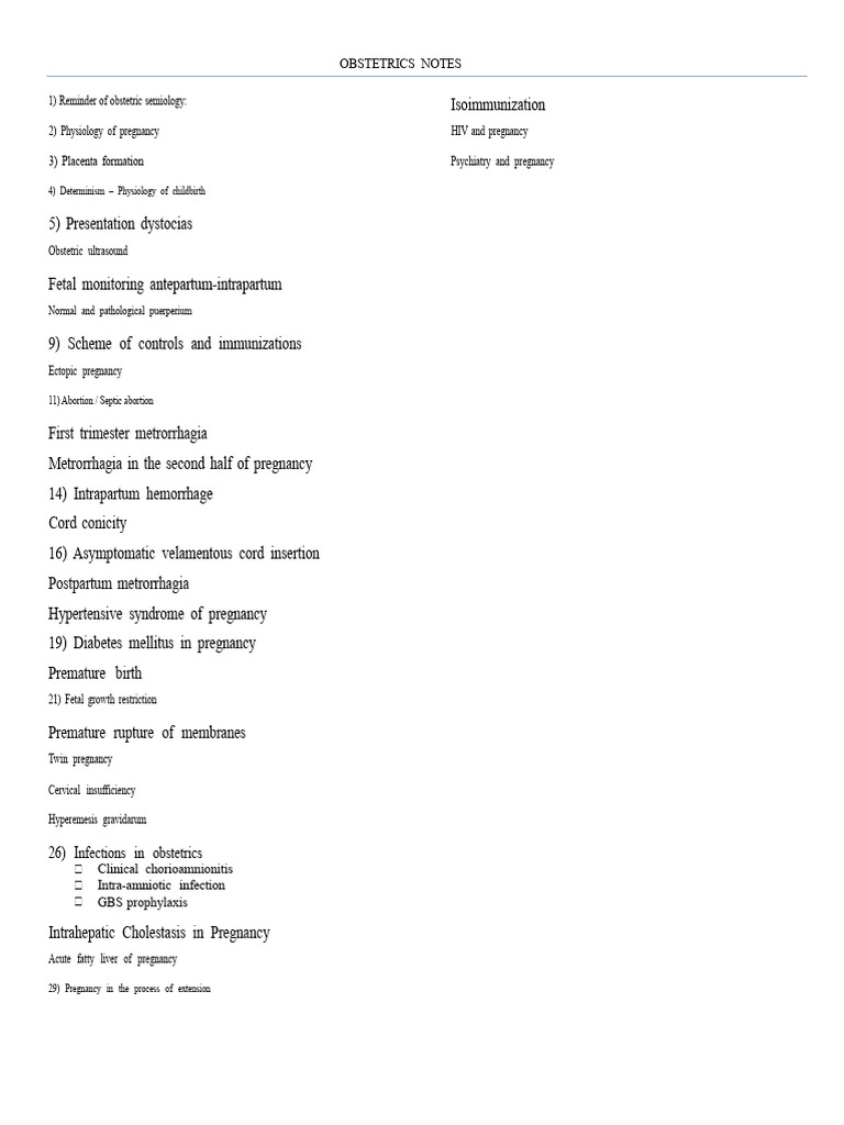 Obstetrics Notes PDF | PDF | Pregnancy | Fetus