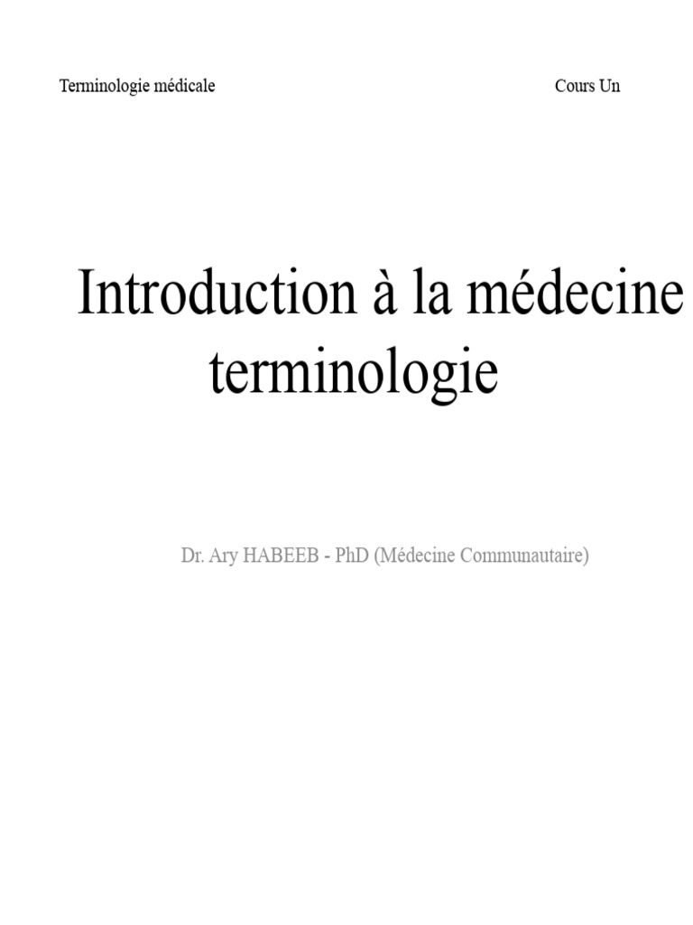 Introduction à la terminologie médicale | PDF | Mot | Grammaire