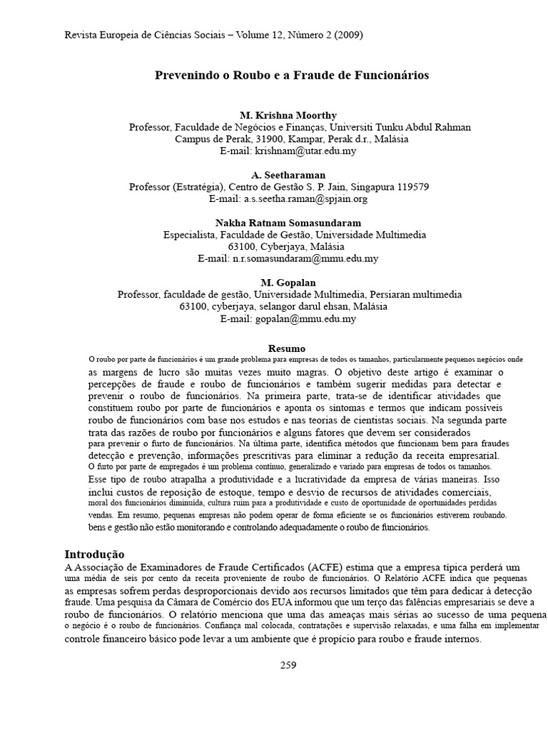 Prevenção de Roubo por Funcionários | PDF | Despesa | Contabilidade