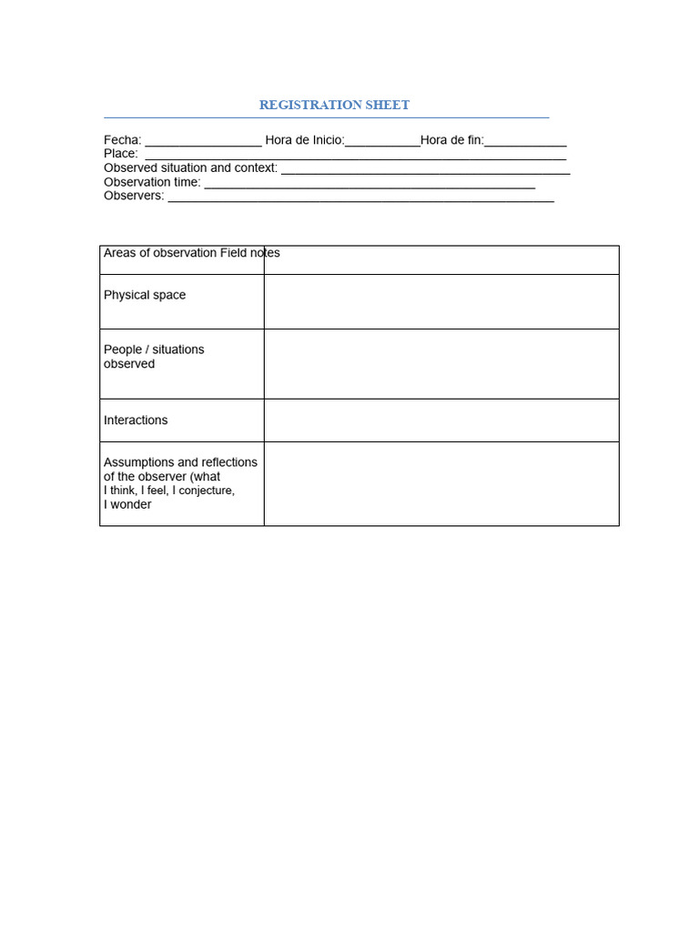 Observation Record Sheet | PDF