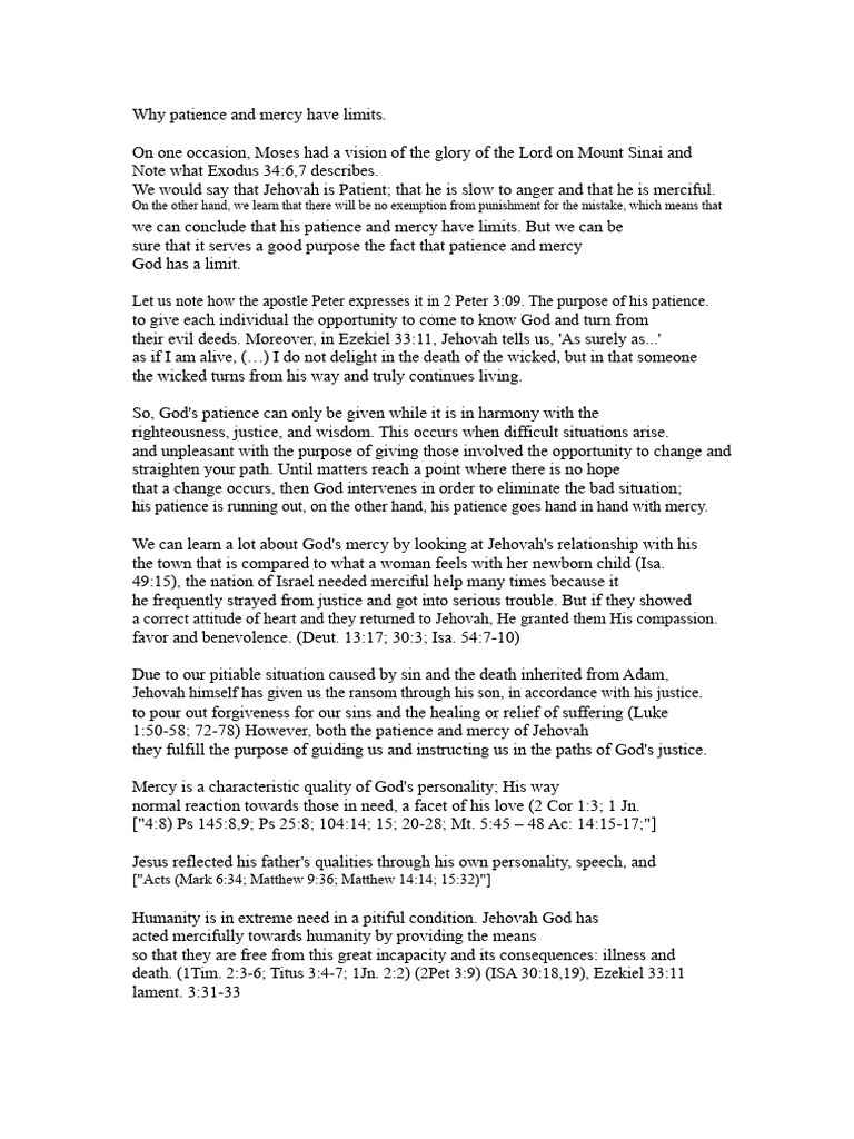 Why Patience and Mercy Have Limits | PDF | Mercy | Patience